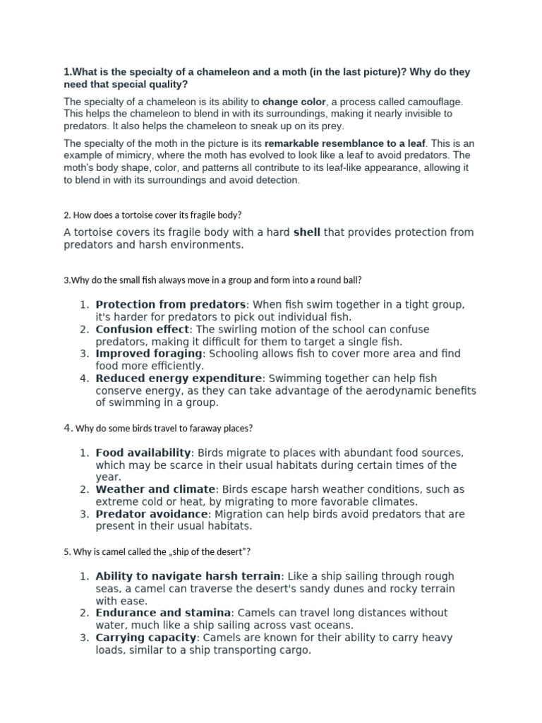 What is the Specialty of a Chameleon and a Moth | PDF | Predation | Habitat