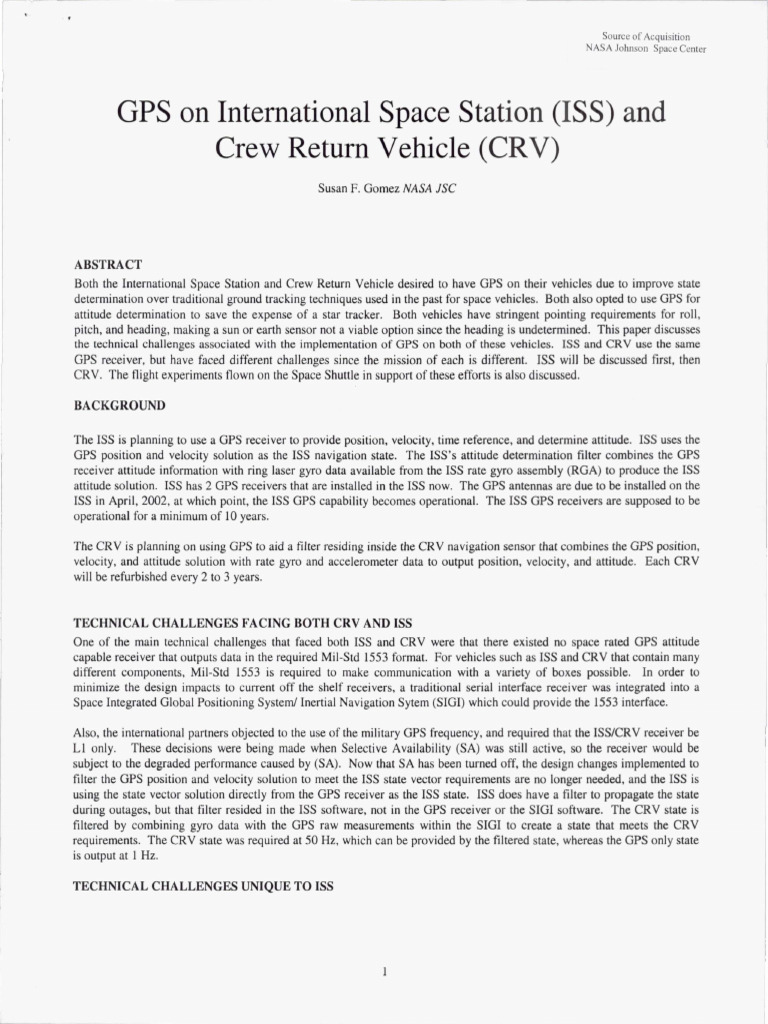 GPS On International Station (SS) Crew Return Vehicle (CRV) | PDF ...