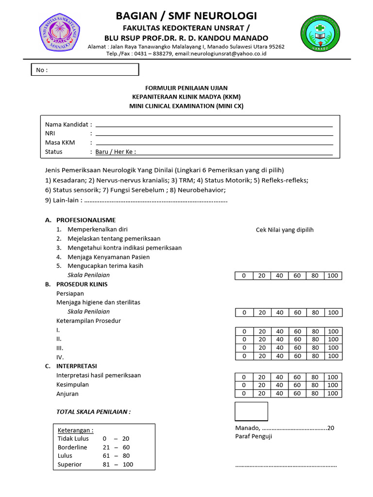 Lembar Penilaian Mini-Cex. | PDF