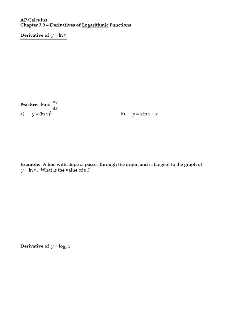 Derivative Logarithm | PDF