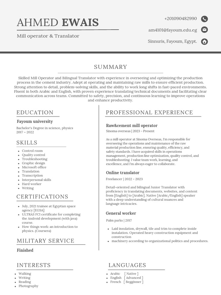 Ahmed Mohammed Ewais - CV | PDF | Translations | Multilingualism