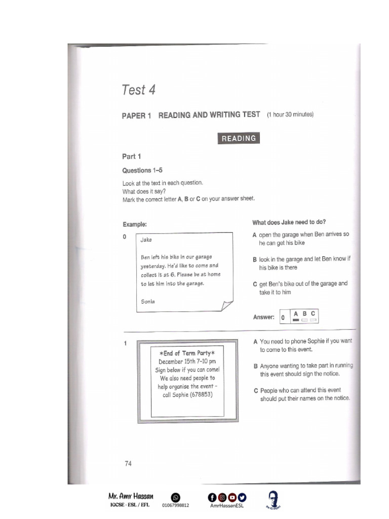 Checkpoint PET 7 T4 | PDF