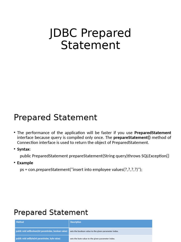 Module 3_JDBC Prepared Statement | PDF