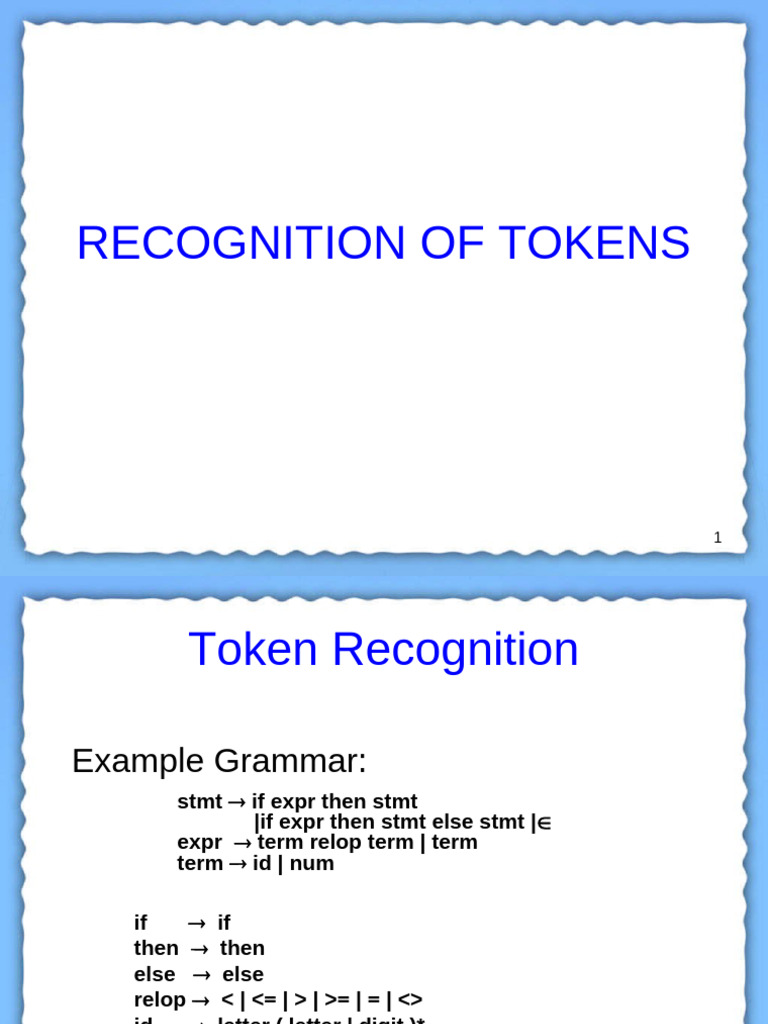 2 - 3recognition of Tokens | PDF | Reserved Word | Grammar