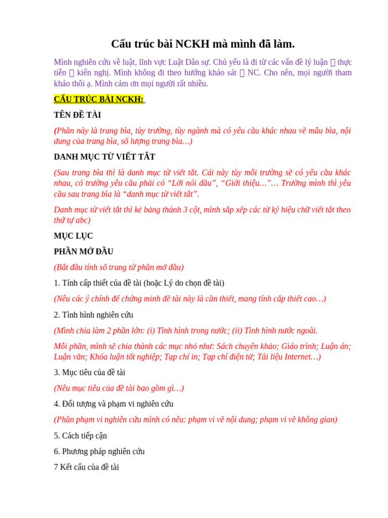 Cấu trúc bài NCKH mà mình đã làm | PDF