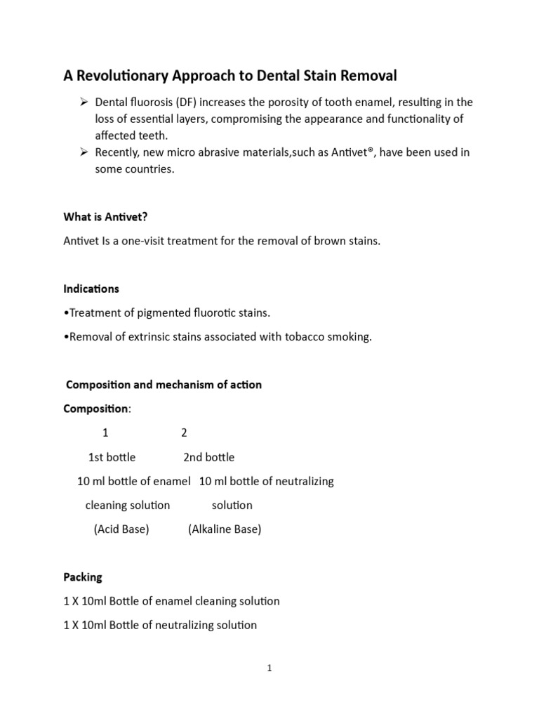 A Revolutionary Approach to Dental Stain Removal | PDF | Tooth Enamel ...