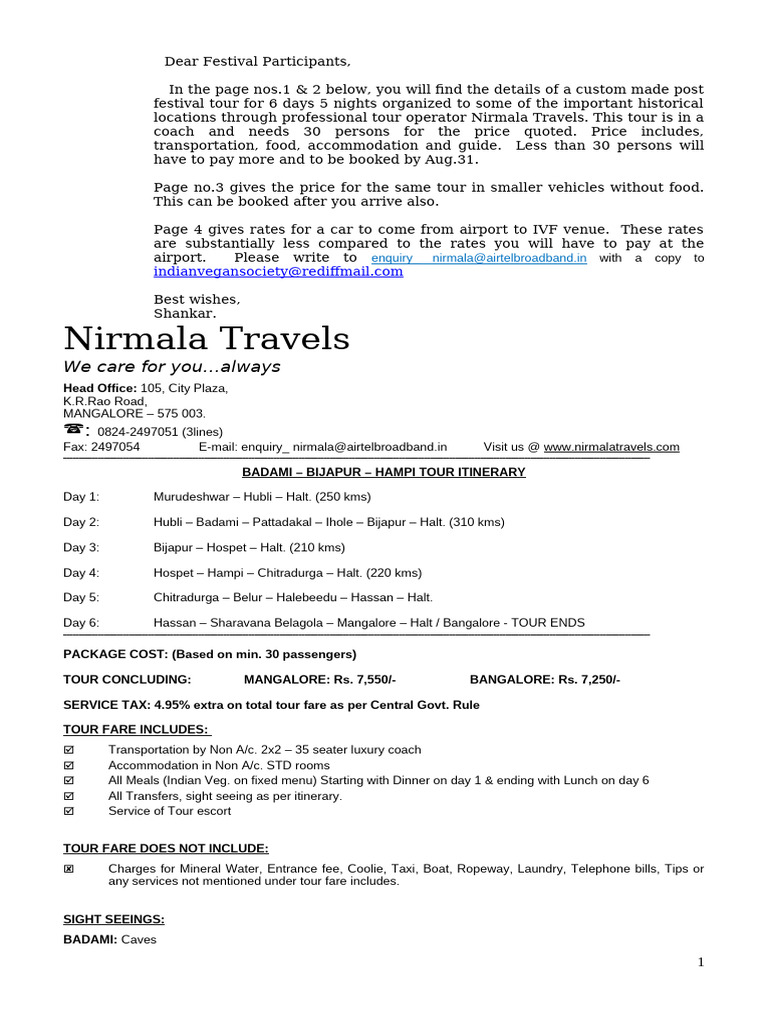 IVF-Nirmala Travels | PDF | Transport
