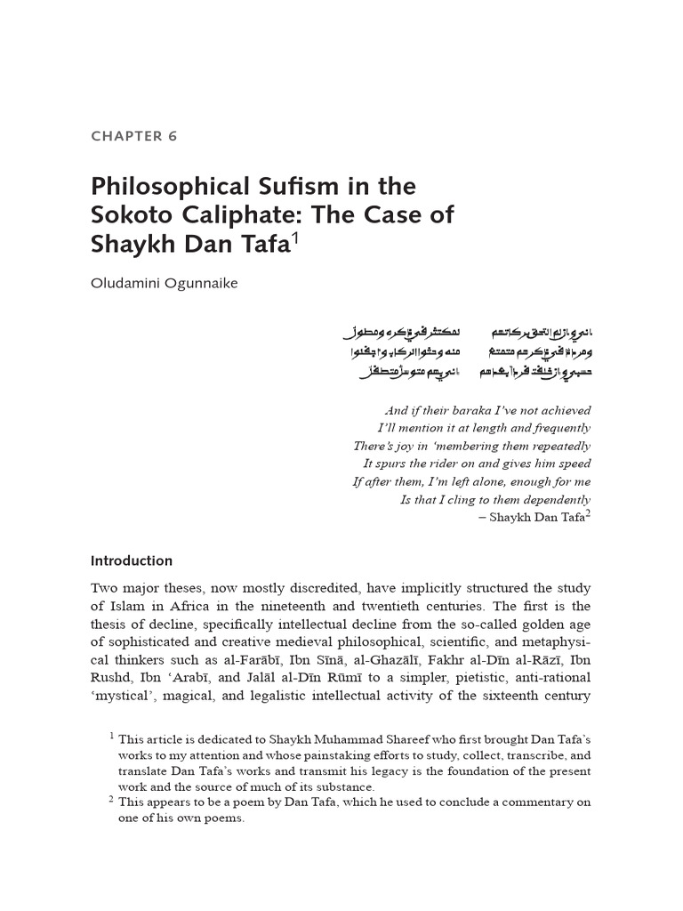 Philosophical Sufism in The Sokoto Caliphate: The Case of Shaykh Dan ...