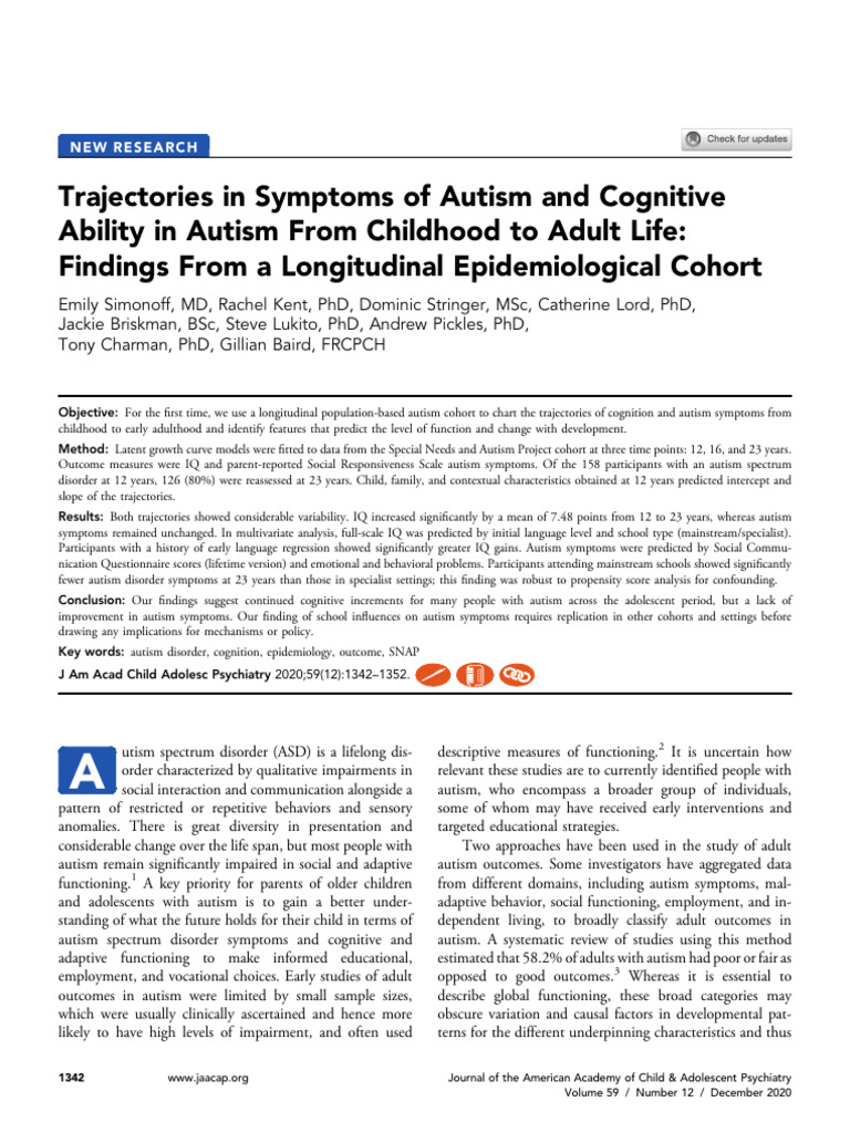 Autism Symptom and IQ Trajectories | PDF | Autism Spectrum ...