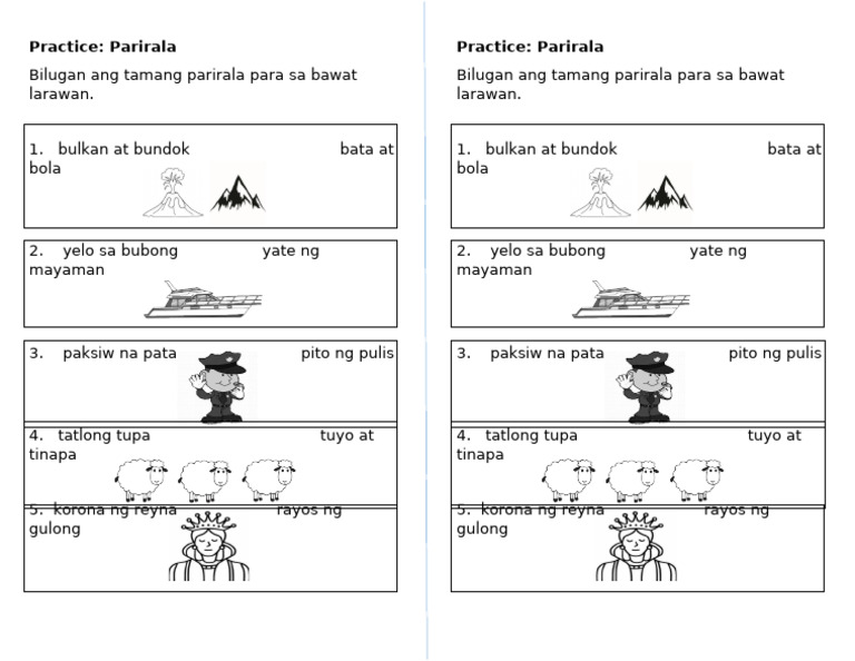 Fil Pagbasa NG Parirala Practice | PDF