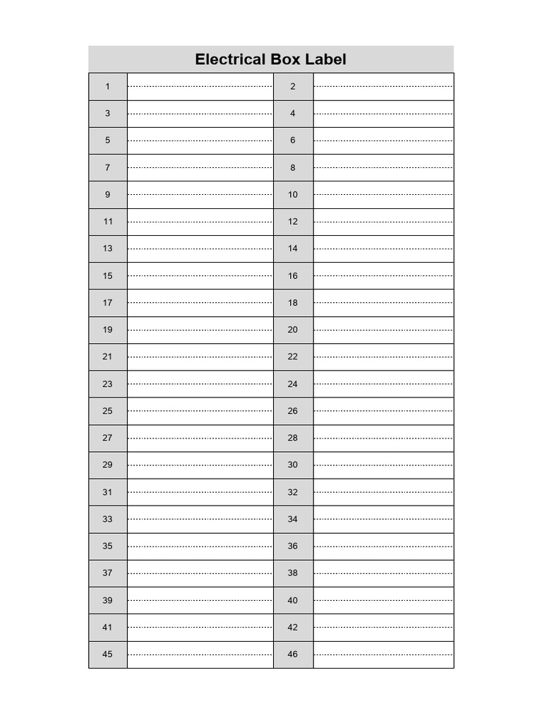 Electrical Box Label Template | PDF