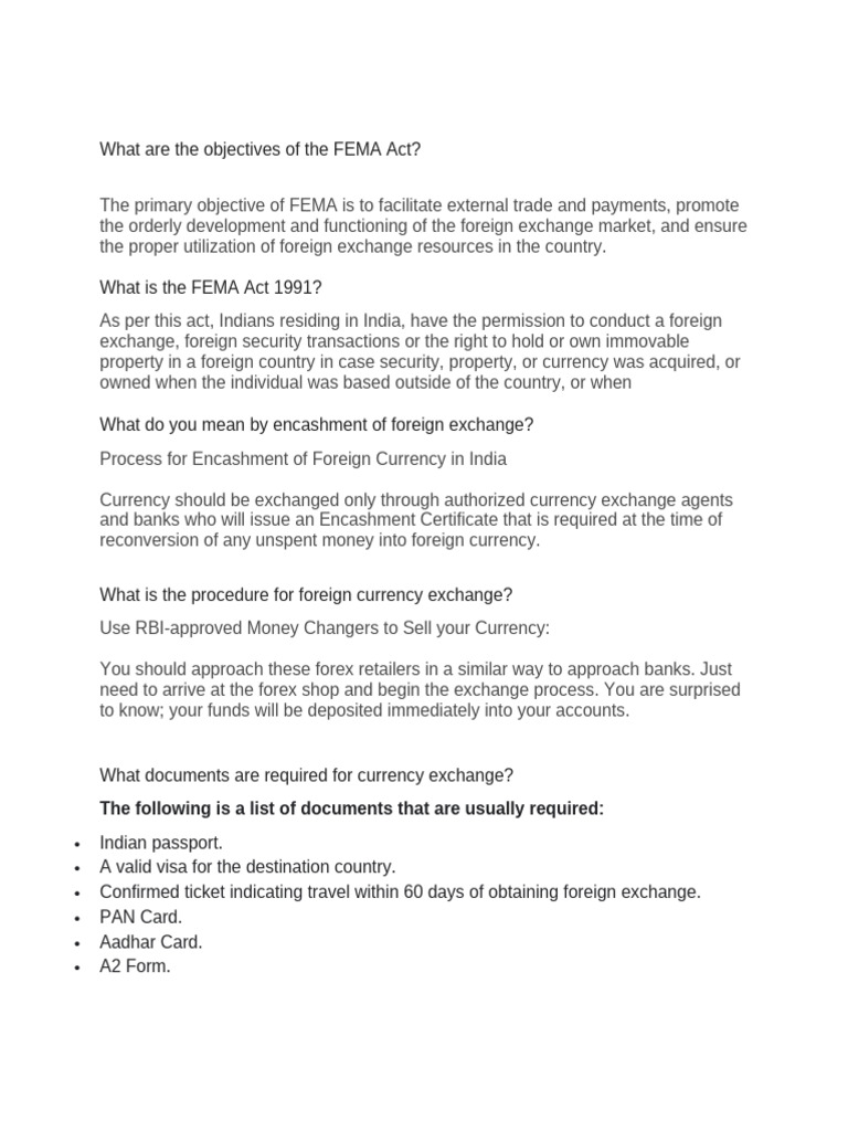 FEMA | PDF | Foreign Exchange Market | Currency
