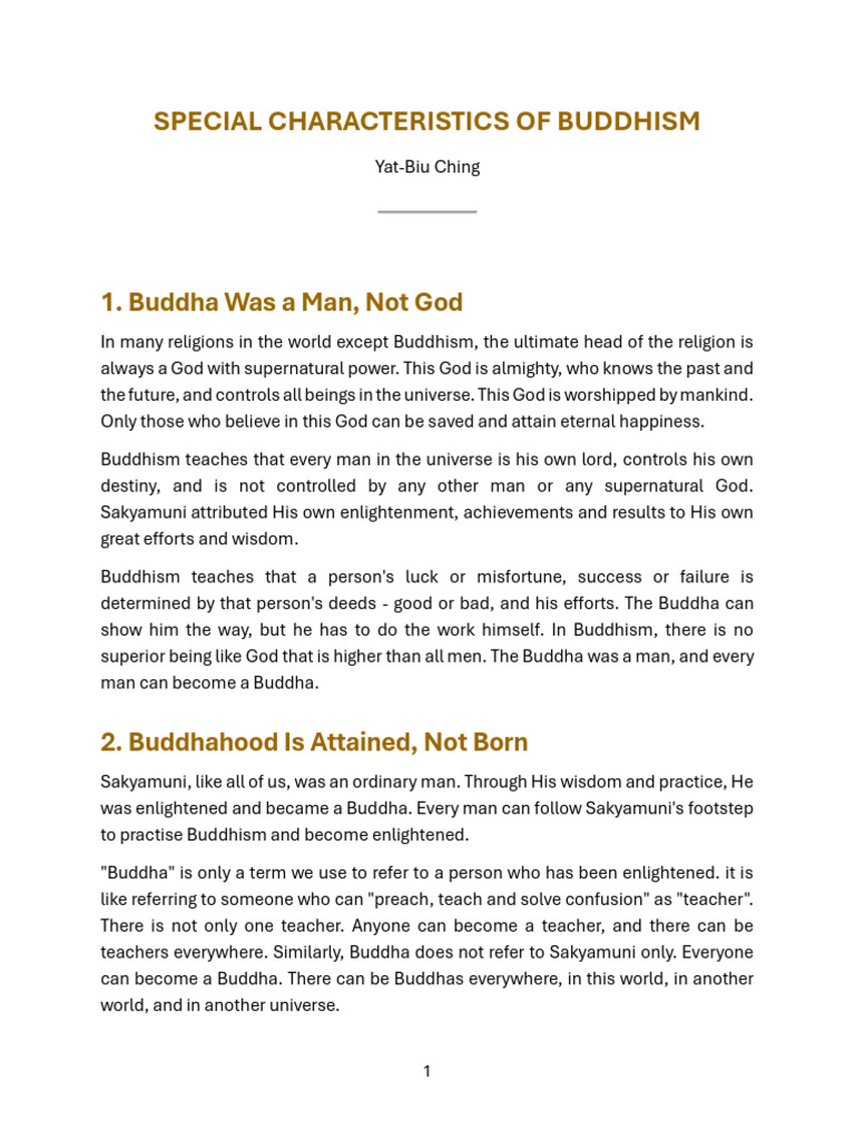 Special Characteristics of Buddhism | PDF | Enlightenment In Buddhism ...