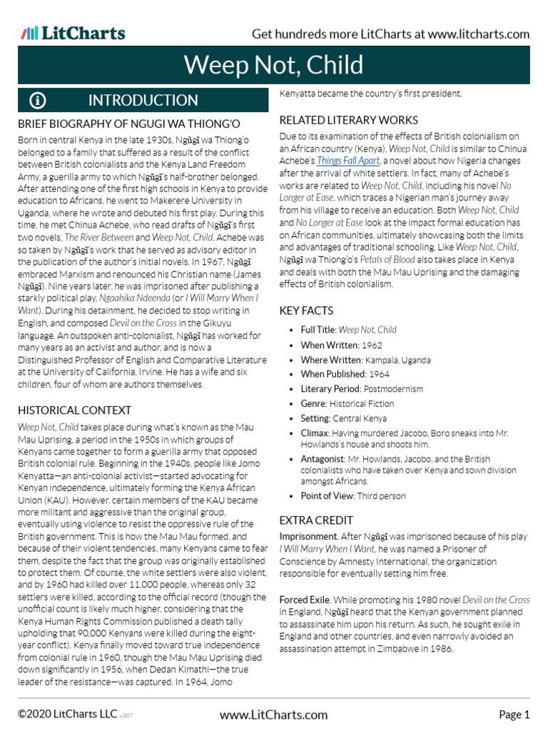 Weep Not, Child: Themes and Context | PDF | Kenya