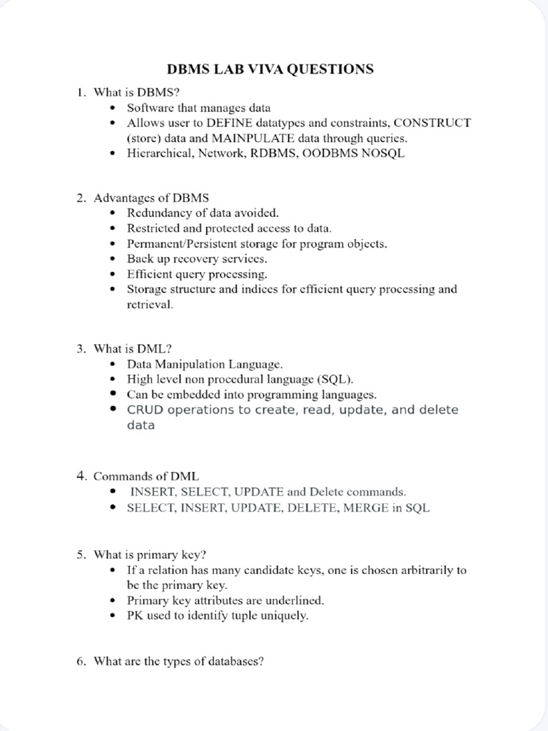DBMS 35 Viva Questions | PDF