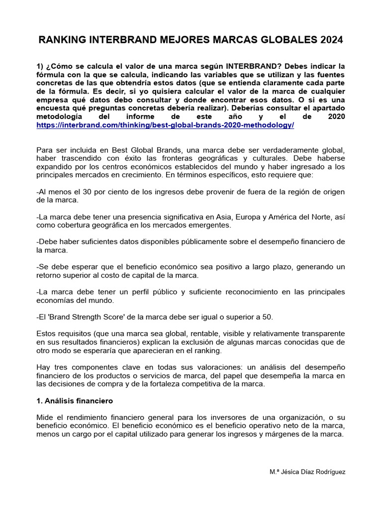 Ranking Interbrand Mejores Marcas Globales 2024 | PDF | Marca | Las ...
