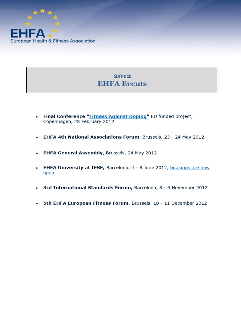 2012 EHFA Events | PDF