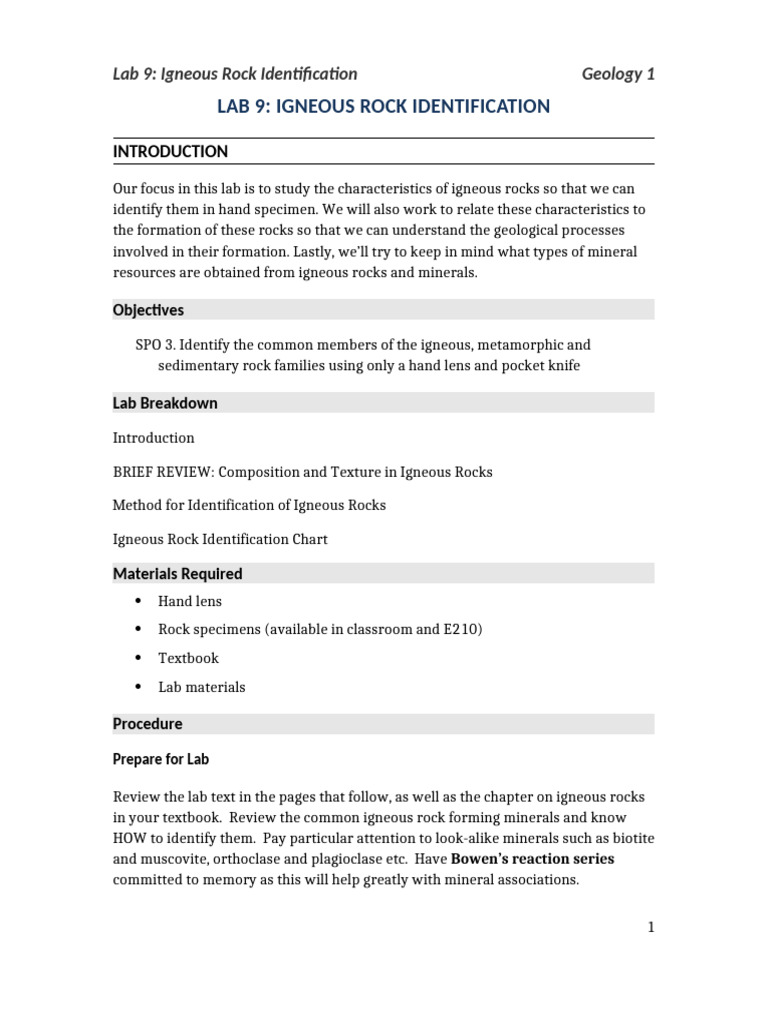 Lab 6 - Igneous Rocks_fall2020 | PDF | Igneous Rock | Granite