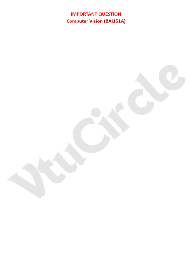 Computer Vision (BAI151A) Important Question | PDF | Computer Vision | Wavelet