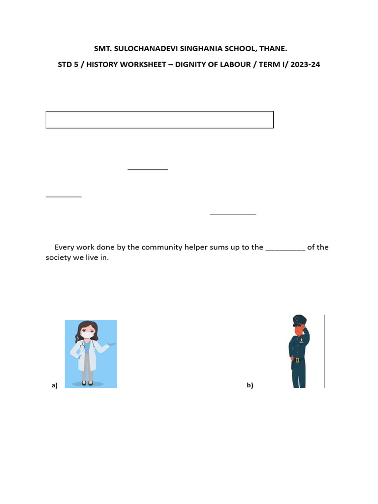 Grade 5 History: Dignity of Labour Worksheet | PDF