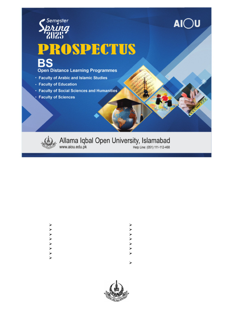 AIOU Spring 2025 BS Program Prospectus | PDF | Libraries | Information ...