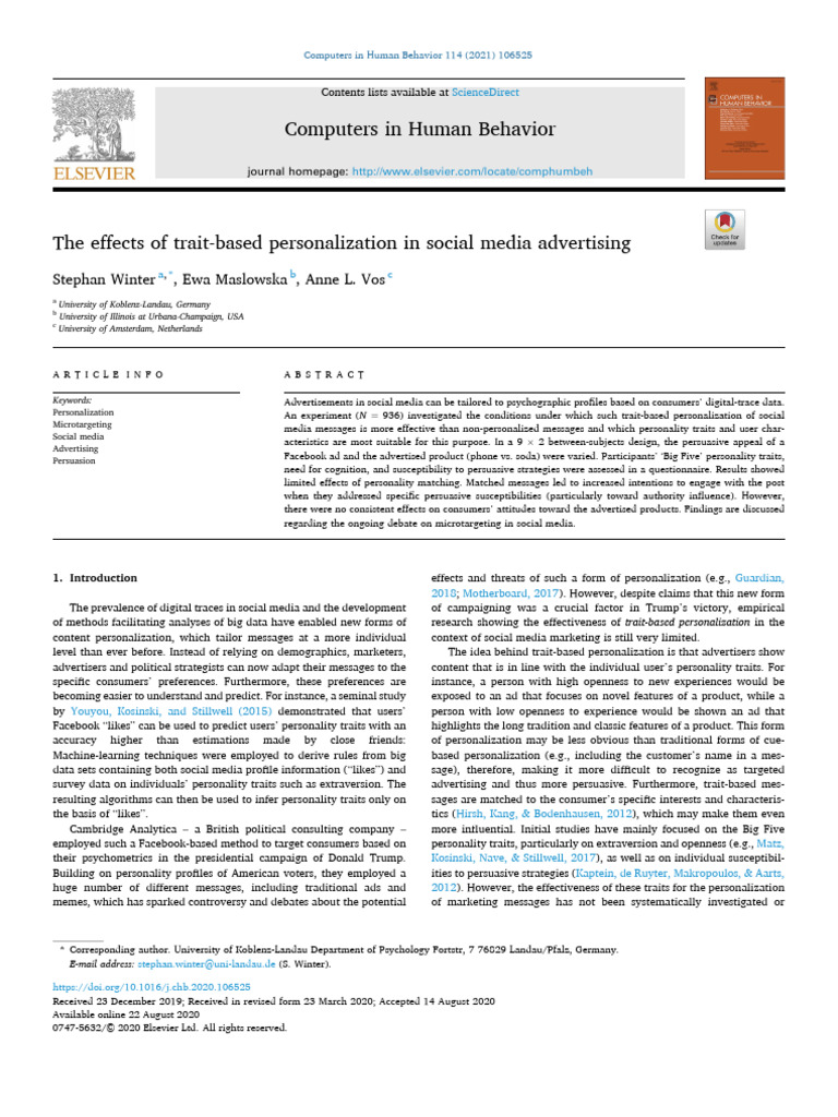 Trait-Based Personalization in Ads | PDF | Social Media | Popular ...
