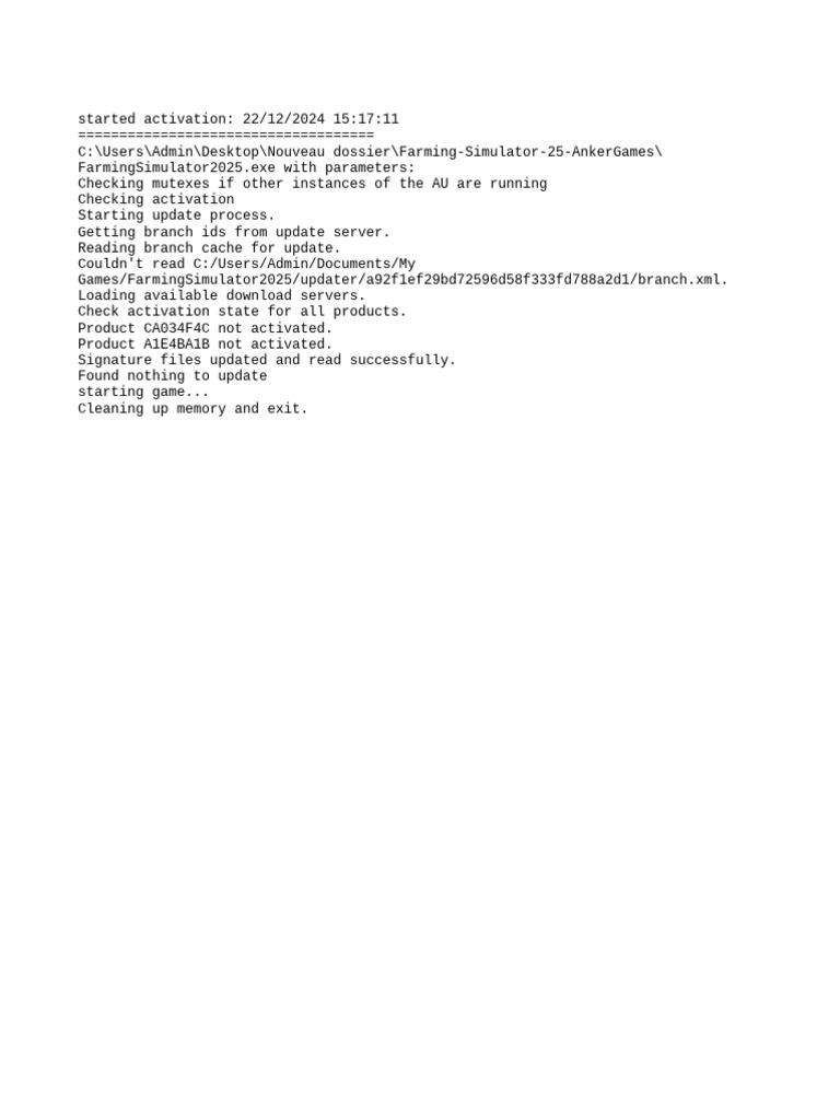 Farming Simulator 2025 Activation Log | PDF