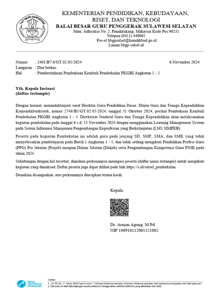 Pembekalan PKGBI Angkatan 1-5 | PDF