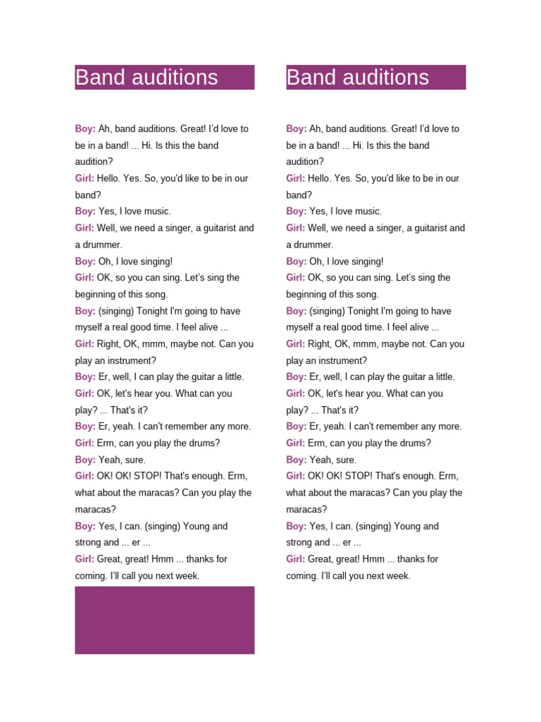 Band Auditions | PDF