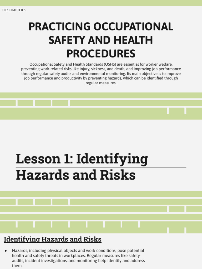 LESSON 1 TLE | PDF | Hazards | Occupational Safety And Health