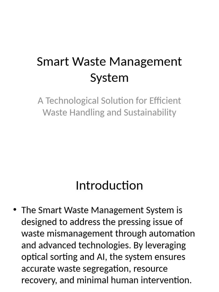 Smart Waste Management System Overview | PDF