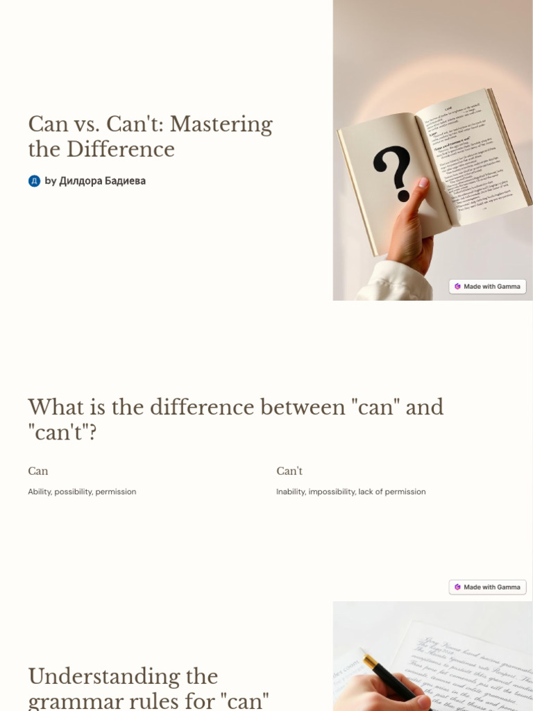 Can Vs Cant Mastering The Difference | PDF