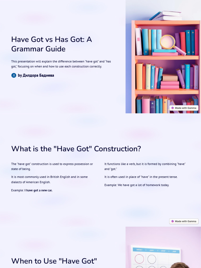 Have Got Vs Has Got A Grammar Guide | PDF | English Language ...