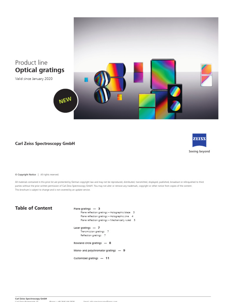 BR Optical Gratings Product Line EN | PDF | Waves | Materials Science