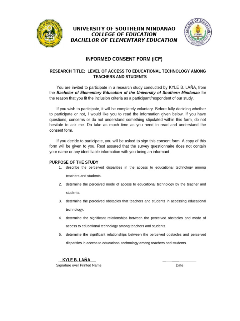 Informed Consent Form ICF | PDF