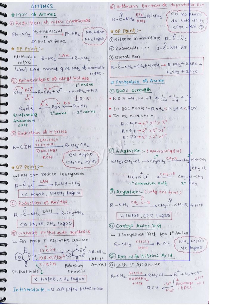 Amines Short Notes | PDF