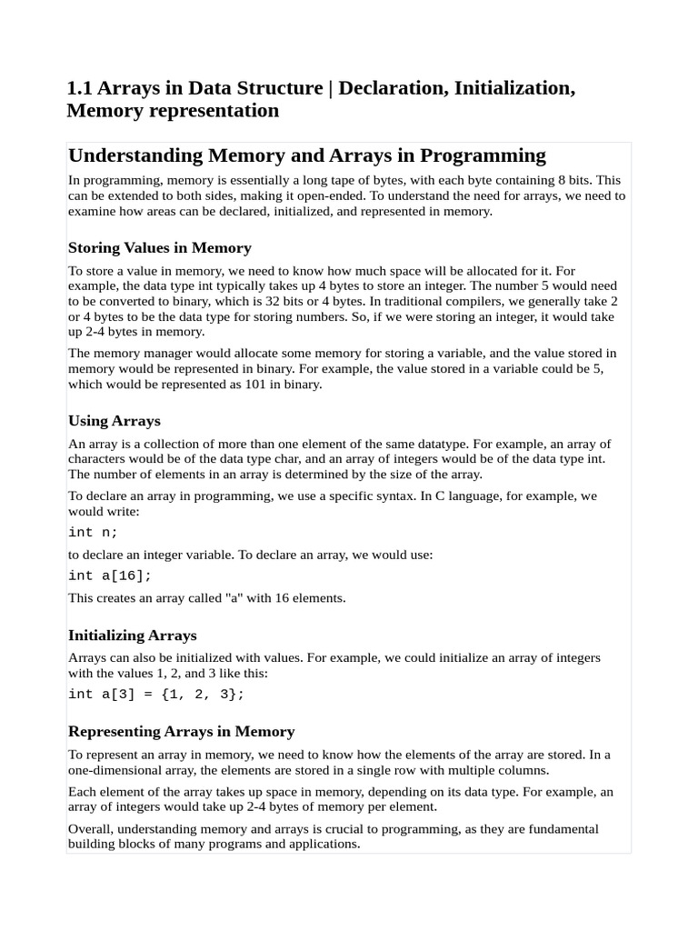 Array Part 11 Pdf Integer Computer Science Data Type