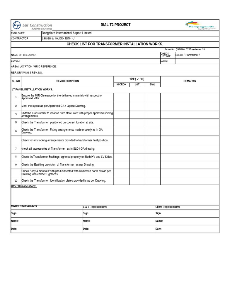 Check List Transformer Anexure-B | PDF