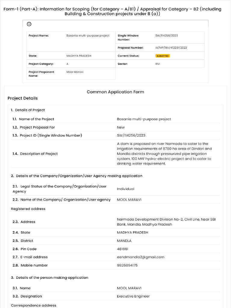 Form 1 (Part a) Resubmission | PDF