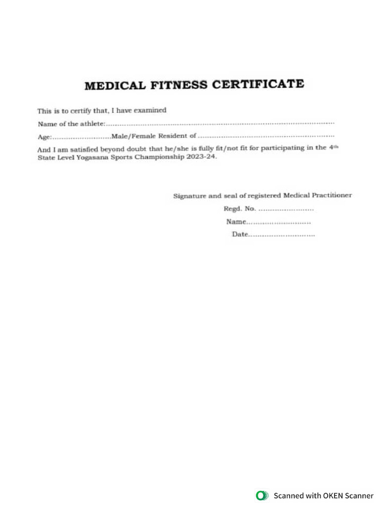Medical Fit Certificate | PDF