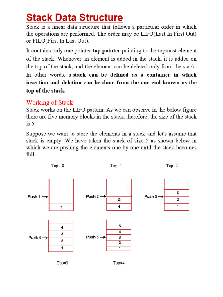 Stack Data Structure | PDF | Mathematics | Computing Stack Data Structure | PDF | Mathematics | Computing