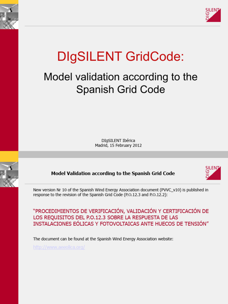 Example of Model Validation According To The Spanish ... - DIgSILENT | PDF | Electrical Grid ...