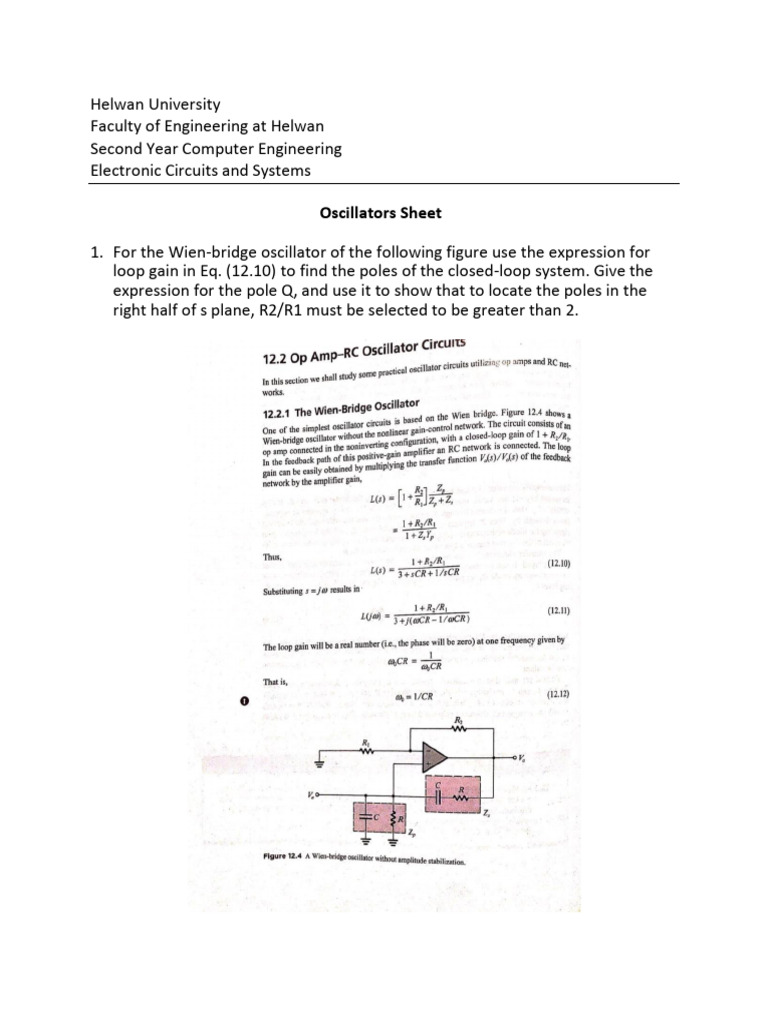 Oscillators Sheet | PDF