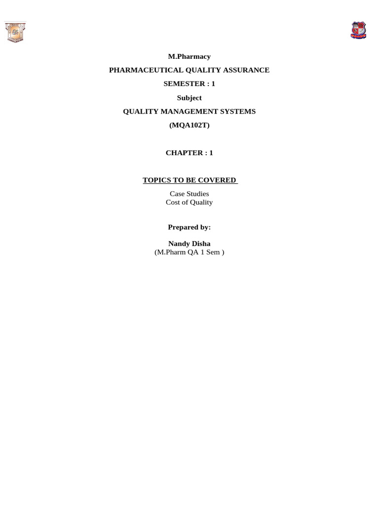 COST OF QUALITY | PDF | Case Study | Quality Management System