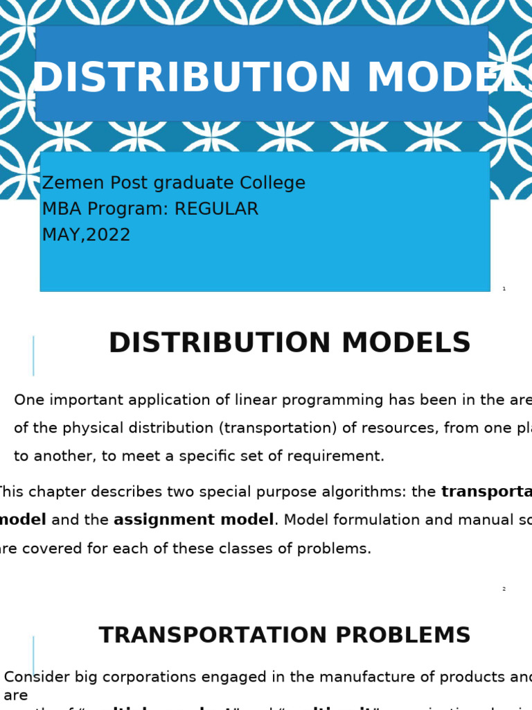 Part 4 Transportation Problem | PDF | Linear Programming | Algorithms