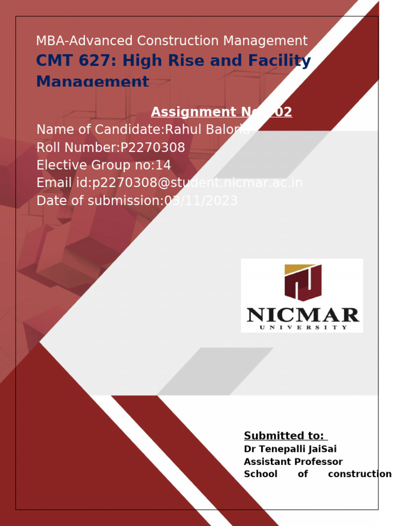 Assignment 01 Template For High Rise and Facility Management (1) - Copy | PDF