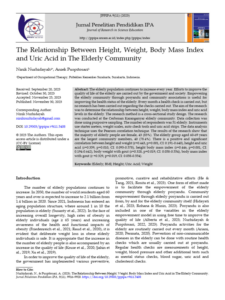 Relationship Between Height Weight Body Mass Index | PDF | Body Mass Index | Obesity