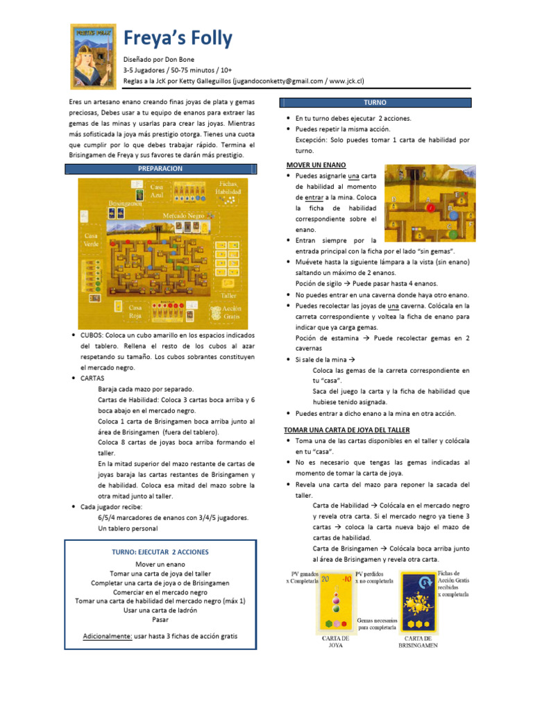 Freya's Folly - Reglas en Espanol A La JCK | PDF | Juego de azar | Juegos de habilidad mental
