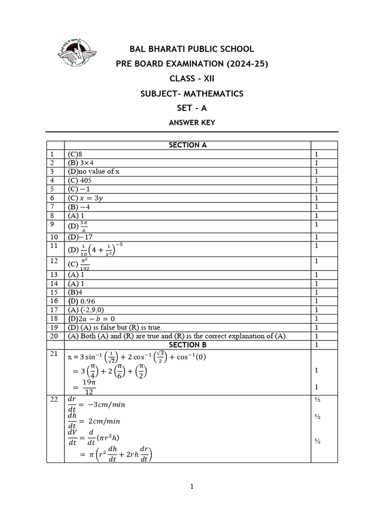 Bal MATHS - 12 - PB - MS - SET - A | PDF | Mathematics