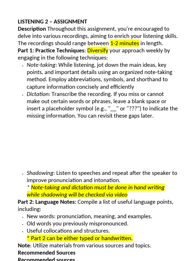 Assignment Listening 2 | PDF | Linguistics | Human Communication